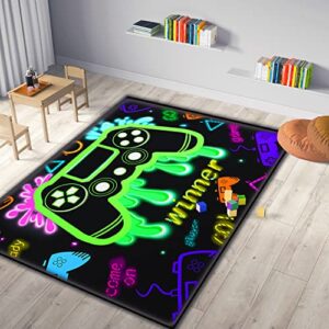 game controller gaming area rug for gamer, boy & teen. cool carpet for bedroom,soft & non slip skid, printed large indoor & outdooe floor mat 60″ x 39″