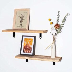 floating shelves set of 2, 17 inch rustic wood wall mounted shelves for bedroom, living room, bathroom…