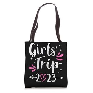 girls trip 2023 weekend with heart tote bag