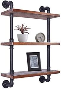 bokkolik vintage 3-tier pipe shelves farmhouse floating shelves 24inch width industrial storage wooden shelves for kitchen office coffee house warming gift