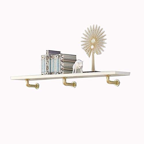 PIBM Stylish Simplicity Shelf Wall Mounted Floating Rack Shelves Industrial Wind Water Pipe Metal Solid Wood Show Bookshelf Kitchen Bathroom Store,7 Sizes, a , 40X20CM