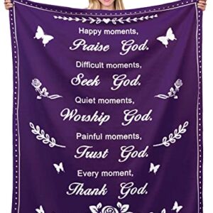 Bible Verse Blanket with Inspirational Thoughts and Prayers, Religious Gifts for Women, Christian Gifts, Faith, Catholic, Spiritual, Church, Comforting, First Communion Gifts for Her 60"x 50"