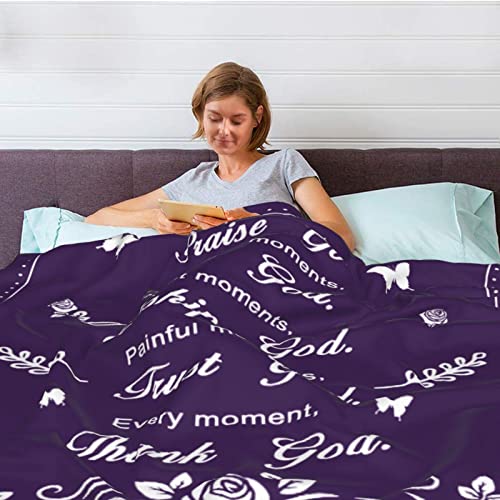 Bible Verse Blanket with Inspirational Thoughts and Prayers, Religious Gifts for Women, Christian Gifts, Faith, Catholic, Spiritual, Church, Comforting, First Communion Gifts for Her 60"x 50"