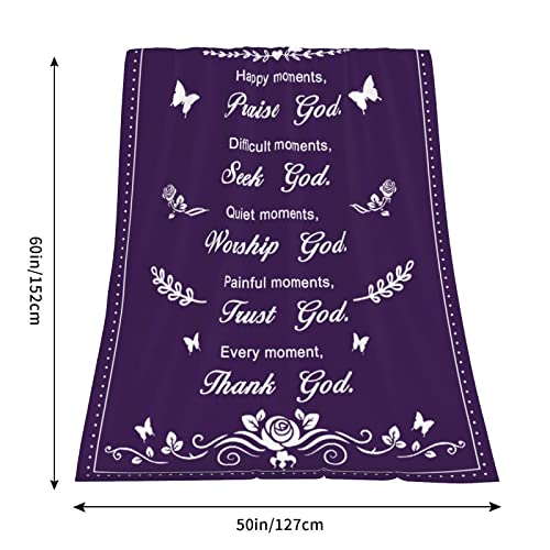 Bible Verse Blanket with Inspirational Thoughts and Prayers, Religious Gifts for Women, Christian Gifts, Faith, Catholic, Spiritual, Church, Comforting, First Communion Gifts for Her 60"x 50"