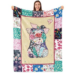 cute pig blanket gift for girls women cute pig animal blanket super soft plush flannel throw blanket for couch bed sofa 60″x80″