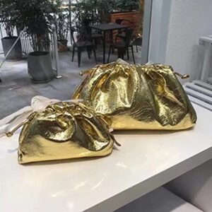 Bisadon Dumpling Pouch Crossbody Bag for Women Soft Clutch Purse Ruched Shoulder Bag Fashion Evening Bag Gold Small