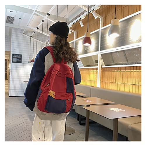 DINGZZ Fashion Women Backpack Canvas Travel School Bag Backpack Teenage Backpack Bookbag (Color : E, Size : 34 * 16 * 39CM)