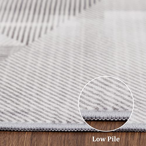 RUGSREAL Washable Rug for Living Room Modern Geometric Indoor Area Rug Stain Resistant Non-Slip Low-Pile Contemporary Area Rug for Bedroom Home Office, 8' x 10' Grey