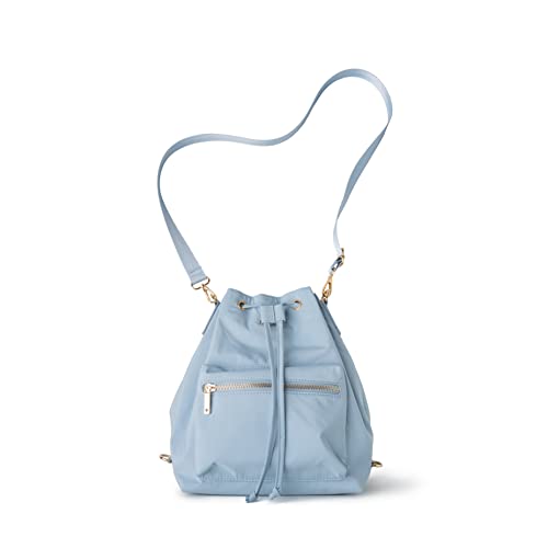 KEDZIE Aries Convertible Bucket Bag 3-Way Backpack Crossbody Strap Purse for Women - Sky Blue