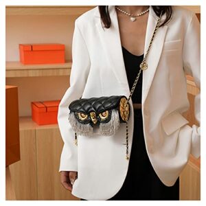 HEYCUE Women's Owl Purse Artificial Rhinestone Evening Clutch Purse Tassel Wedding Party Hand Bags Crossbody Bag With Adjustable Chain