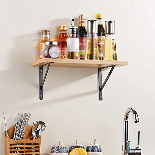 PIBM Stylish Simplicity Shelf Wall Mounted Floating Rack Shelves Metal Bracket Solid Wood Bookshelf Kitchen Rack Smooth Easy to Clean Bearing Strong,4 Sizes, a , 40X20CM