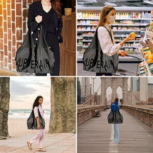 Tote Bag for Women Large Shoulder Bag with zipper Fashion hobo Handbags Waterproof Nylon Bag for Work Travel Shopping (Black)