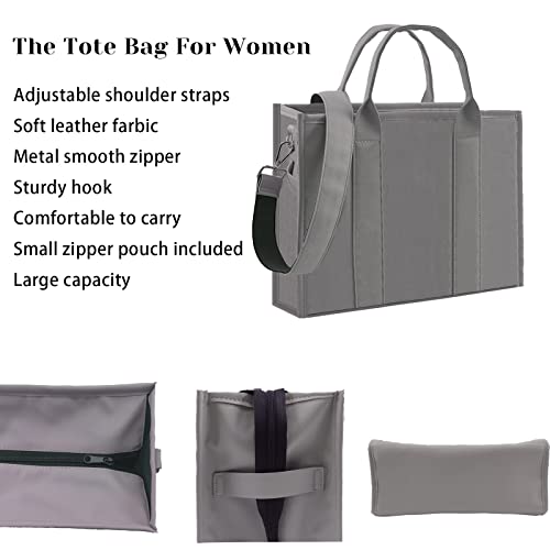 Tote Bag for Women, Leather Crossbody Bag, Handbag for travel, School and Party(Grey Medium)