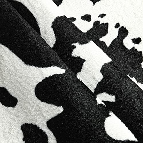 Espiraio Cow Print Rug, Cute Area Rug for Living Room Bedroom Nursery Room, Super Soft Non-Slip Faux Animal Print Carpet for Kids, Suitable for Western Room Decor, Black and White, 4.6x5.2 Feet