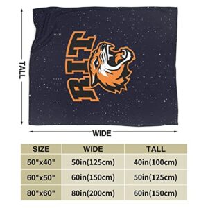 Rochester Institute of Technology Logo Fleece Blanket, Very Soft Microfiber Flannel Blanket for Couch Warm and Cozy for All Seasons