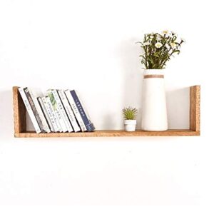 PIBM Stylish Simplicity Shelf Wall Mounted Floating Rack Wooden Solid Wood Cube Shelves Living Room Background Wall,Length 40Cm / 60Cm,2 Colors Avaliable, Wood Color , 60X15X16.5cm