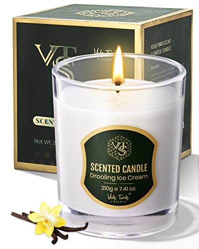 Veda Tinda Scent Vanilla Scented Candles Gift for Women, Beeswax Candles for Home Scented, Strong Scented Candle Keep Your Home Smell Heavenly, 7.4oz Over 55 Hours