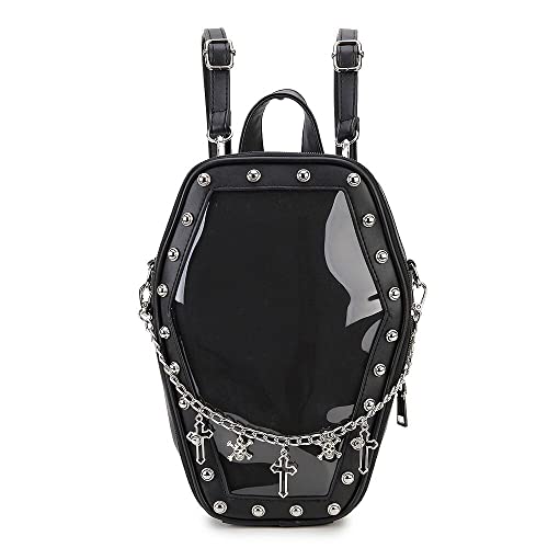 ENJOININ Gothic Coffin Shape Purses and Handbags for Women Halloween Shoulder Bag Ita Purse Girls Backpack