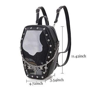 ENJOININ Gothic Coffin Shape Purses and Handbags for Women Halloween Shoulder Bag Ita Purse Girls Backpack