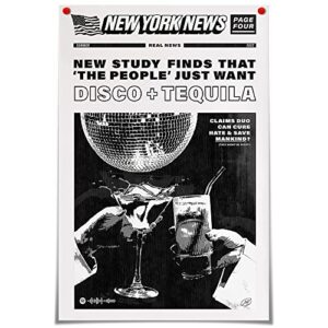 oioana vintage music aesthetics poster prints funny black and white new york news canvas wall art humor quotes poster trendy retro party wall decor for living room 16x24in unframed