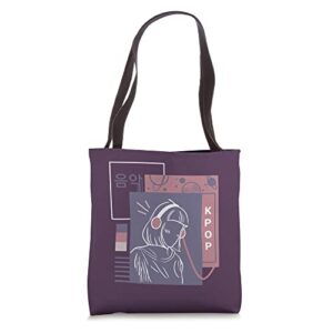 k-pop cult, girl, korean font tote bag