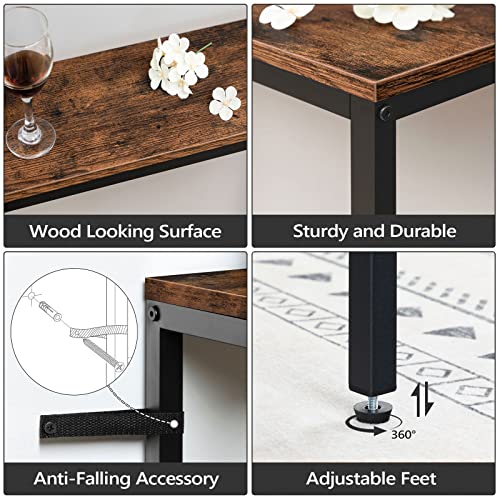 ALLOSWELL Console Table with Power Outlet, 70.9" Narrow Sofa Table, Industrial Entryway Table with USB Ports, Behind Couch Table for Entryway, Hallway, Foyer, Living Room, Bedroom CTHR18E01