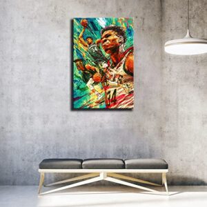 Giannis Antetokounmpo Poster Basketball Posters Print Canvas Wall Art Decor for Boys Room Large Picture Painting NOUCAN (16x24 No Framed,A)