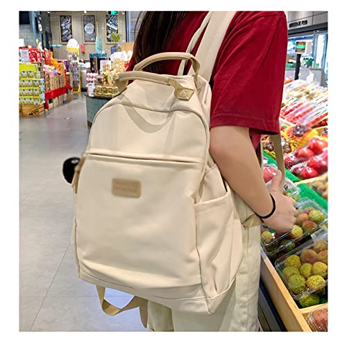 DINGZZ Solid Color Nylon Cool Women Backpack Large Capacity Travel Bag College Style Rucksack School Bag (Color : E, Size : 32 * 13 * 39CM)