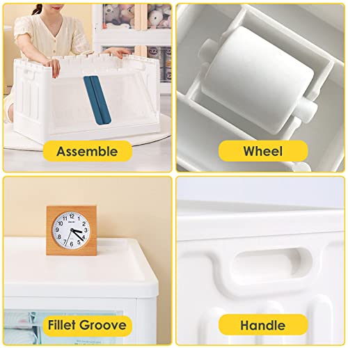 Storage Cabinet Plastic-3Pack,Baby Clothes Organization and Storage 76Quart/19Gallon White Stackable Toy Storage with Lids, Collapsible Storage Box with Wheels Plastic Containers Storage Bins for Kids/Children Room