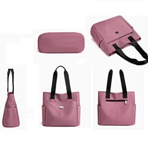 Large Capacity Nylon Bag, Women Tote Bags, Fashion Shoulder Bag, Crossbody Handbag With Pockets, for Everyday Work Travel (Pink)