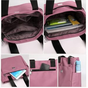 Large Capacity Nylon Bag, Women Tote Bags, Fashion Shoulder Bag, Crossbody Handbag With Pockets, for Everyday Work Travel (Pink)