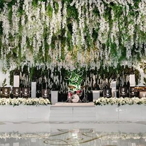 CEWOR 36 Pack Wisteria Hanging Flowers 3.7 Feet Artificial Flowers Fake Wisteria Vine Hanging Garland Silk Flowers String for Wedding Party Home Greenery Wall Decor (White)