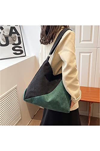 Ulisty Women Large Capacity Corduroy Tote Bag Casual Messenger Bag Hobo Bag Crossbody Bag Shoulder Bag Handbag black