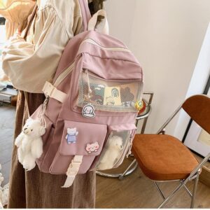 DINGZZ Buckle Badge Women Backpack Candy Color Fashion Cute Student Bag College Backpack (Color : D, Size : 32 * 43 * 13CM)