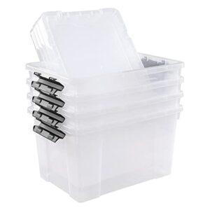 Yuright 22 Quart Clear Storage Tote with Wheels, 4 Pack Organizer Bin