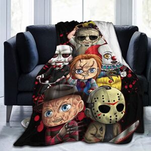 hanaiette horror characters flannel blanket lightweight cozy microfiber soft blankets anti-static fuzzy for bed couch chair living room 50’x40′ horror 1, 50’x40′