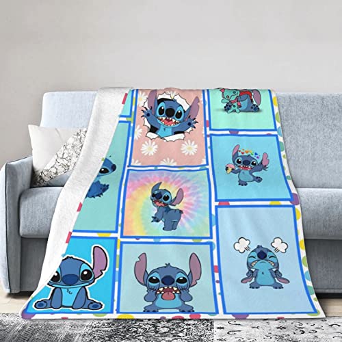 Cute Blue Alien Throw Blankets Warm Soft Blankets for Sofa, Bed, Couch, Sofa, Travel and Outdoor, Camping 50x60 Inch