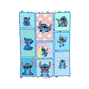 Cute Blue Alien Throw Blankets Warm Soft Blankets for Sofa, Bed, Couch, Sofa, Travel and Outdoor, Camping 50x60 Inch