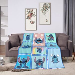 Cute Blue Alien Throw Blankets Warm Soft Blankets for Sofa, Bed, Couch, Sofa, Travel and Outdoor, Camping 50x60 Inch