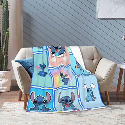 Cute Blue Alien Throw Blankets Warm Soft Blankets for Sofa, Bed, Couch, Sofa, Travel and Outdoor, Camping 50x60 Inch