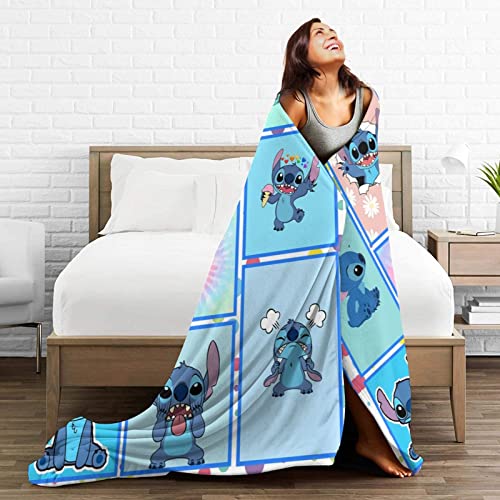 Cute Blue Alien Throw Blankets Warm Soft Blankets for Sofa, Bed, Couch, Sofa, Travel and Outdoor, Camping 50x60 Inch