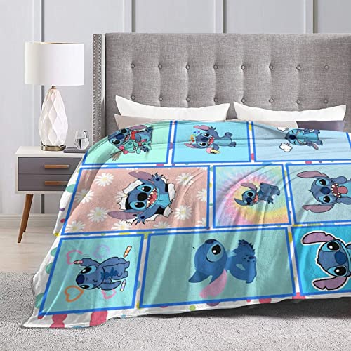 Cute Blue Alien Throw Blankets Warm Soft Blankets for Sofa, Bed, Couch, Sofa, Travel and Outdoor, Camping 50x60 Inch