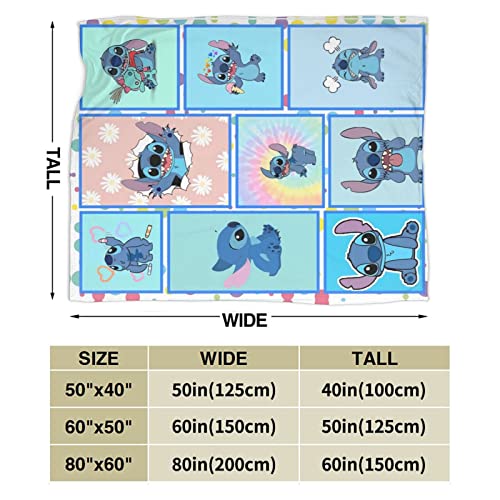 Cute Blue Alien Throw Blankets Warm Soft Blankets for Sofa, Bed, Couch, Sofa, Travel and Outdoor, Camping 50x60 Inch