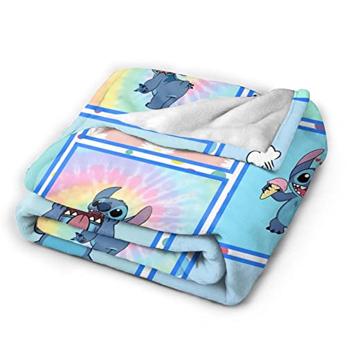 Cute Blue Alien Throw Blankets Warm Soft Blankets for Sofa, Bed, Couch, Sofa, Travel and Outdoor, Camping 50x60 Inch