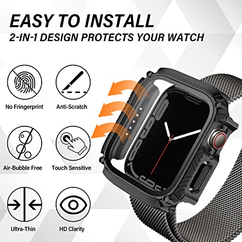 YeeCASE Military Waterproof Case Compatible with Apple Watch Series 8/SE2/7/6/SE/5/4 45mm/44mm/41mm/40mm