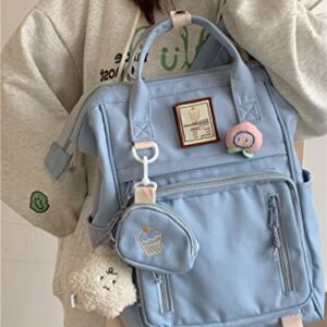 Kawaii Backpack Purse Back to School Aesthetic Bag Large Capacity (Blue)