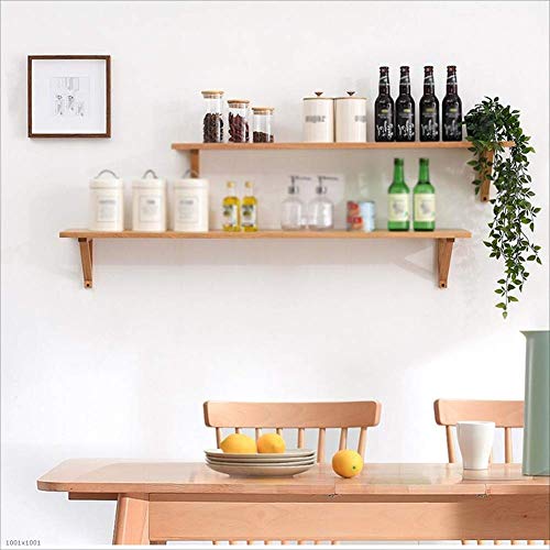 PIBM Stylish Simplicity Shelf Wall Mounted Floating Rack Shelves Solid Wood Simple Tripod Stable Structure Bearing Strong,4 Sizes, Wood , 60x20x8cm