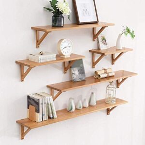 PIBM Stylish Simplicity Shelf Wall Mounted Floating Rack Shelves Solid Wood Simple Tripod Stable Structure Bearing Strong,4 Sizes, Wood , 60x20x8cm