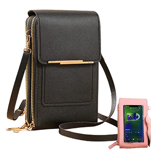 JTMGFFER Anti-theft Leather Bag, Small Crossbody Cell Phone Purse for Women, RFID Blocking PU Leather Crossbody Bag for Women Man (Black)