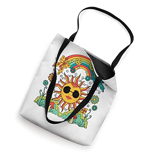 Hippie sun and mushrooms groovy retro Tote Bag